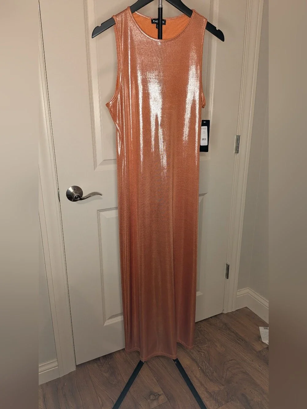 bebe | Dresses | Bebe Shimmery Peach Sleeveless Maxi Dress | Poshmark